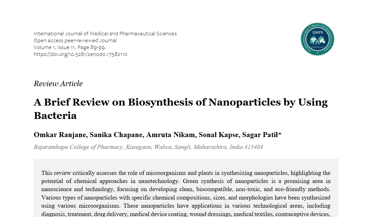 A Brief Review on Biosynthesis of Nanoparticles by Using Bacteria