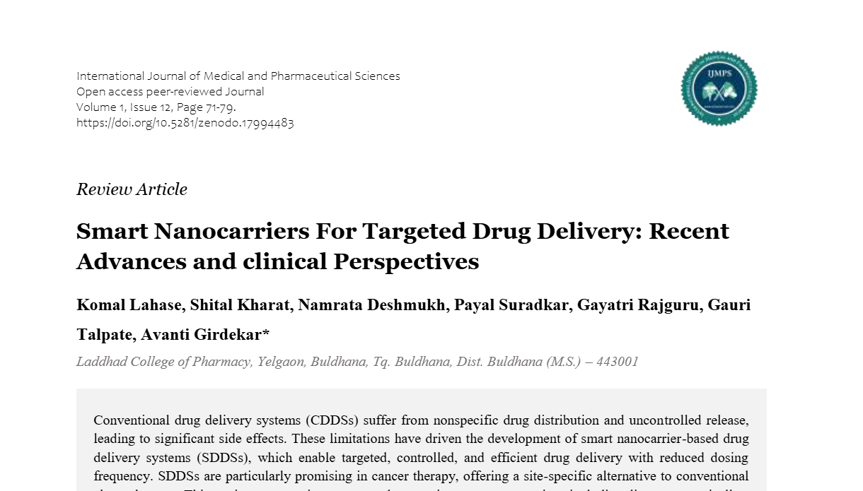 Smart Nanocarriers For Targeted Drug Delivery: Recent Advances and ...