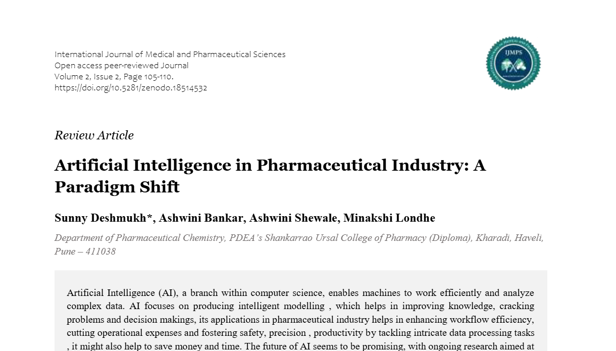 Artificial Intelligence in Pharmaceutical Industry: A Paradigm Shift